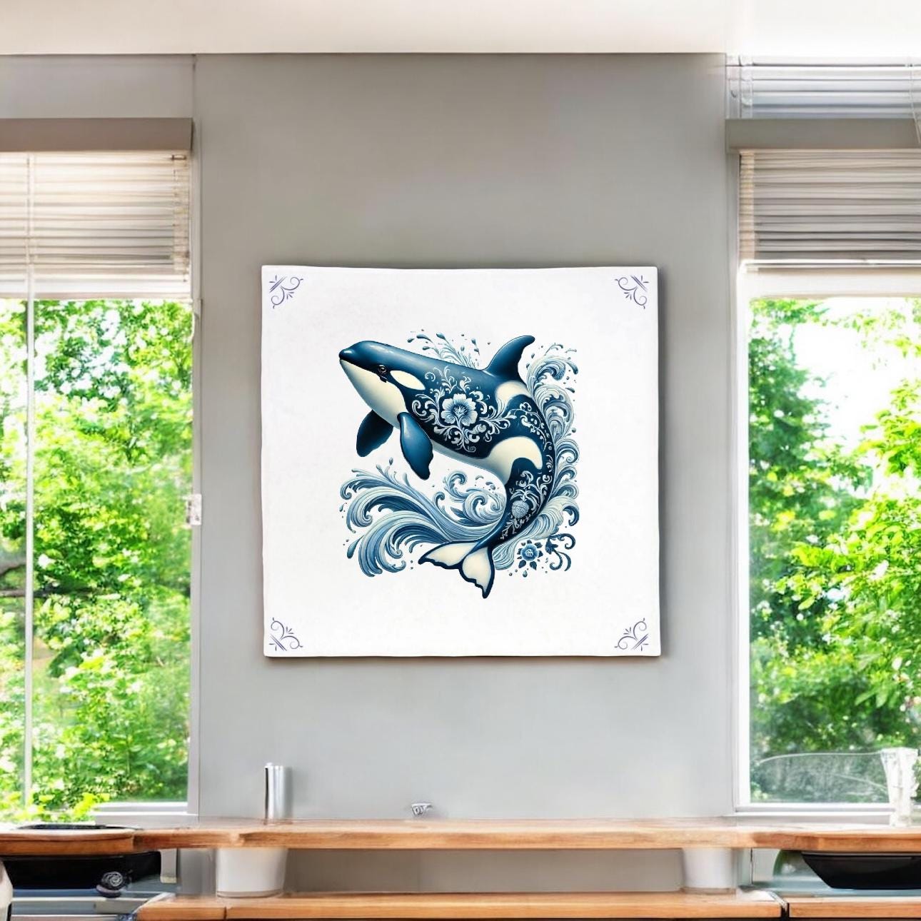 Orca, Tile, Delft Blue, Kitchen Tile, Bathroom Tile, Wall Art, Kitchen ...