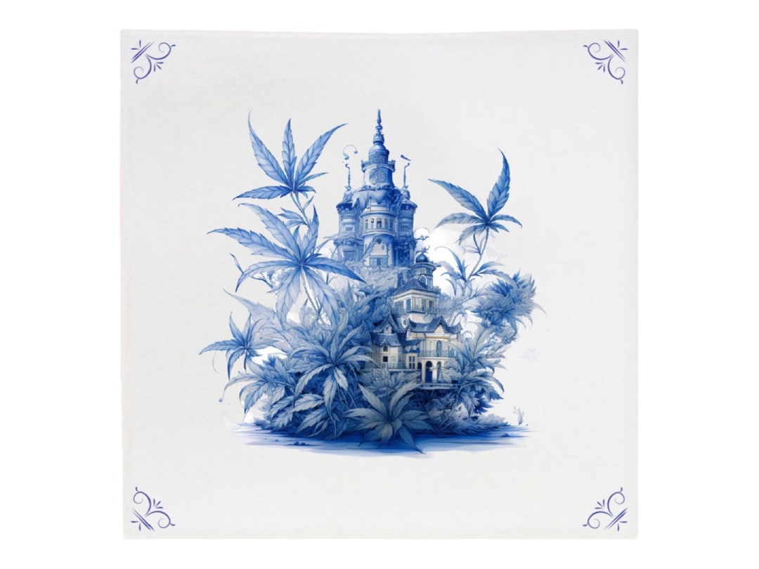 Delft Blue, Delft Blue Ceramic Tile, Delft Blue Weed, Weed Tile, Weed ...