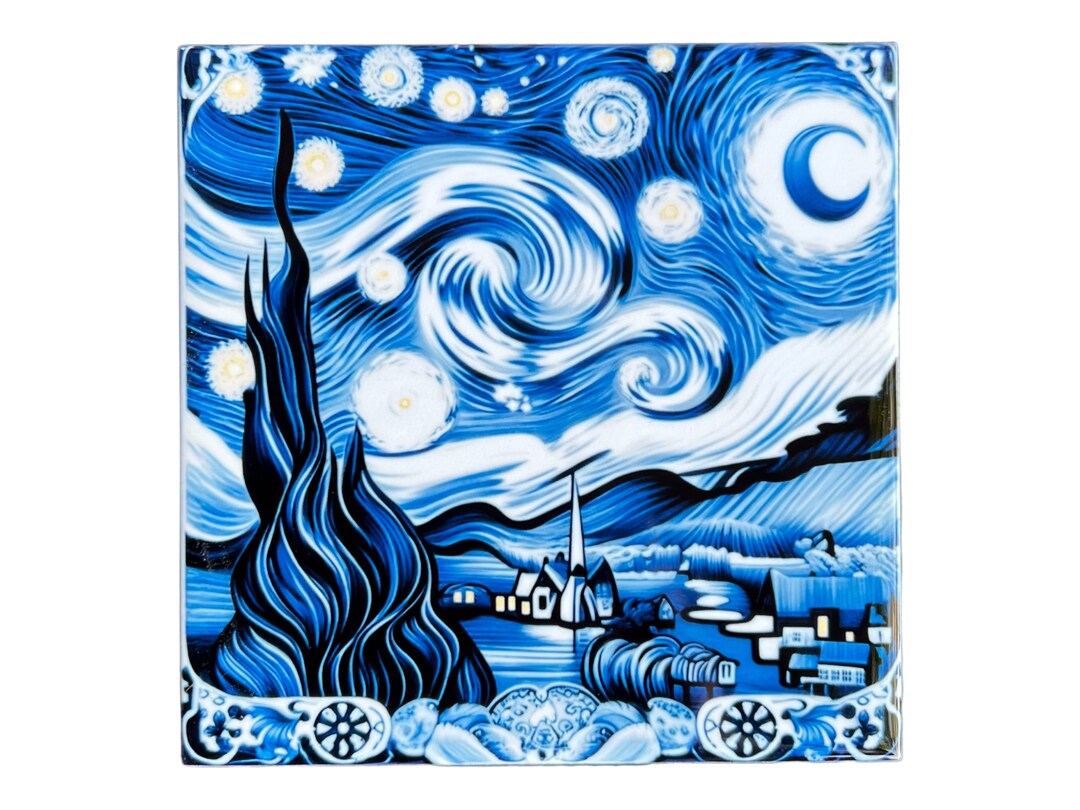 Starry Night, Starry Night, Tile, Delft Blue, Delft Blue Tile, Van Gogh ...