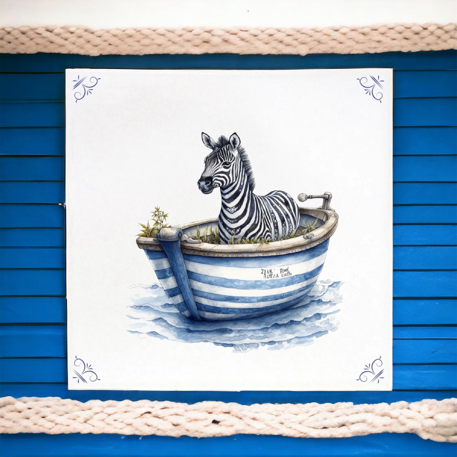 Delft Blue, Delft Blue Ceramic Tile, Delft Blue Zebra, Zebra, Zebra ...