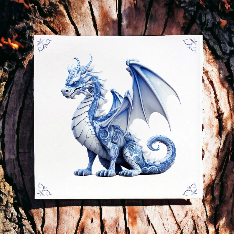 Dragon, Delft Blue, Delft Blue Tile, Dragons, Tile, Wall Art, Kitchen ...