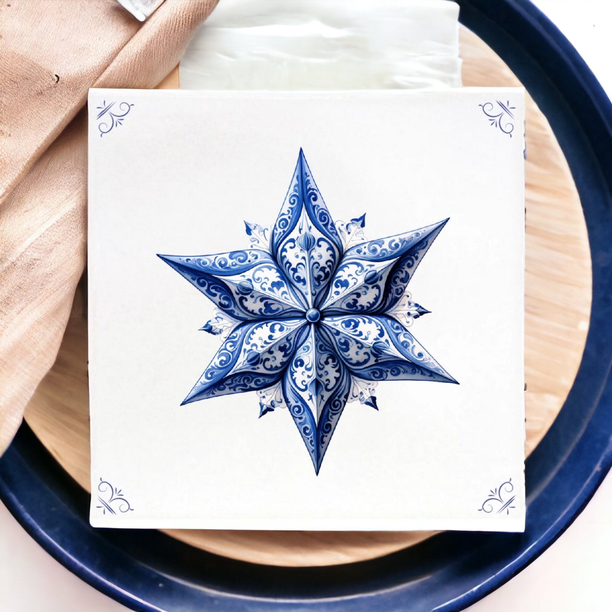 Star, Christmas, Delft Blue, Tile, Delft Blue Tile, Snow, Snow Crystal ...