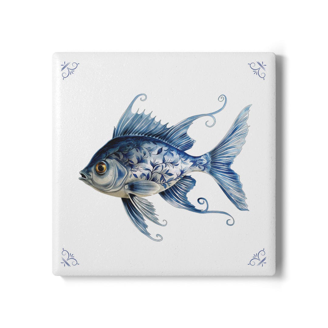 3.94" X 3.94", Fish, Delft Blue, Ceramic Tile, Delft Blue Tile ...