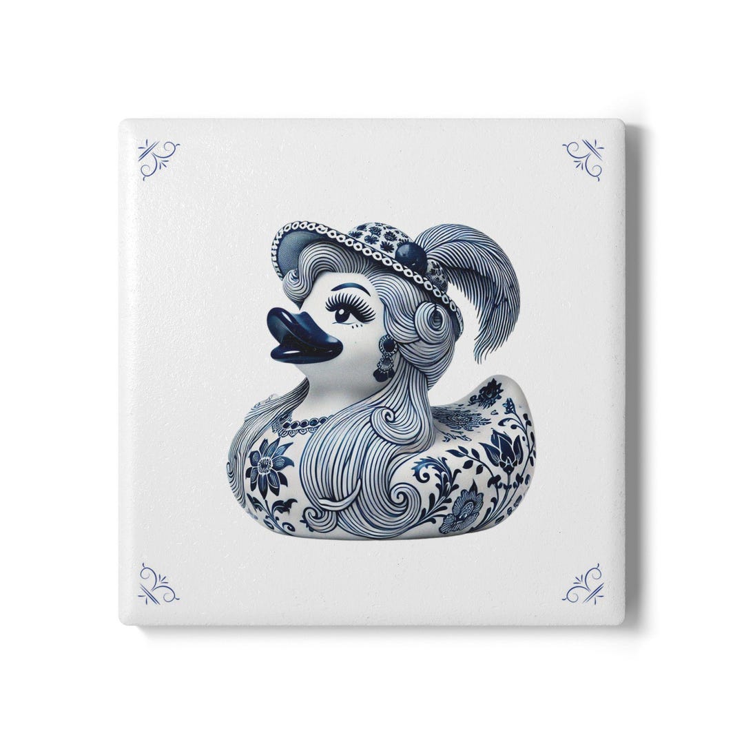 3.94" X 3.94", Rubber Duck, Delft Blue, Ceramic Tile, Delft Blue Tile ...