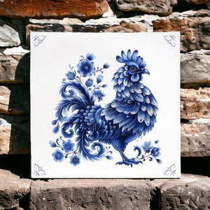 Delft Blue Chicken, Delft Blue Tile, Tile, Delft Blue Tiles, Animal ...