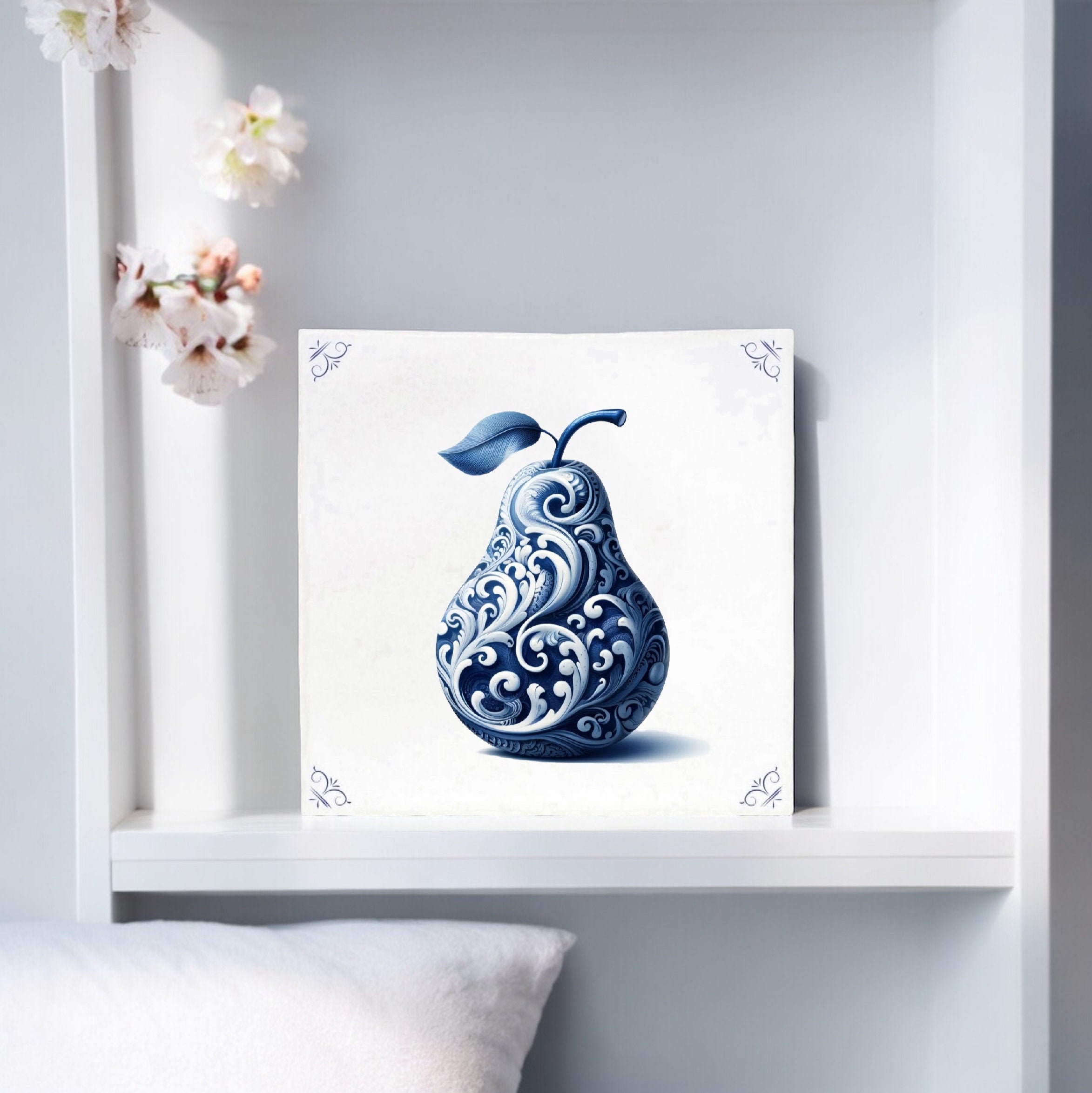 Pear, Tile, Delft Blue, Kitchen Tile, Bathroom Tile, Wall Art, Birthday ...