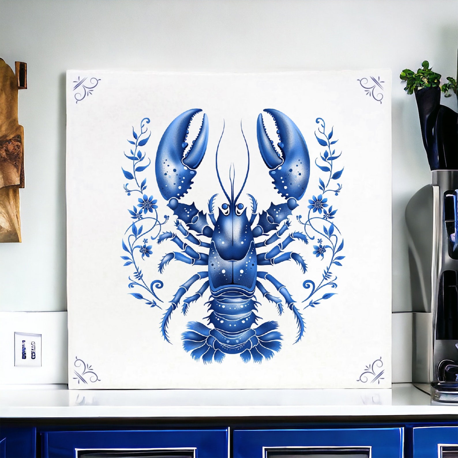 Delft Blue Lobster, Delft Blue, Tile, Delft Blue Tiles, Animal Tile ...