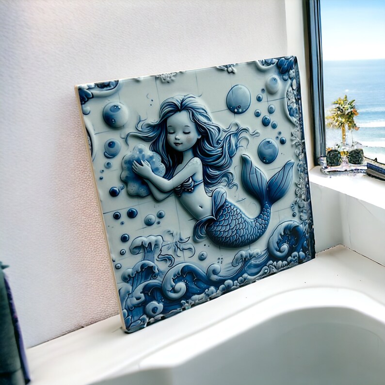 Mermaid, Delft Blue, Delft Blue, Delft Blue Tile, Tile, Ceramic, Tiles ...
