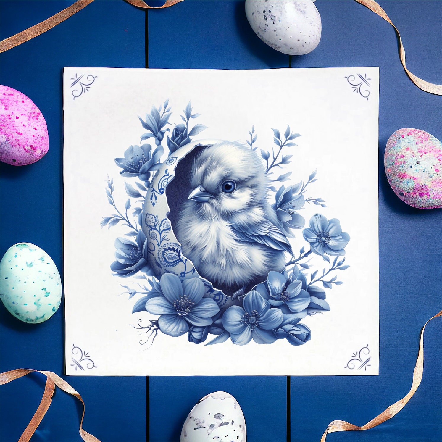 Delft Blue Kuiken, Delft Blue Chick, Tile, Delft Blue Tiles, Animal ...
