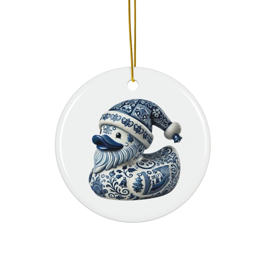 Rubber Duck Santa, Delft Blue Ceramic, Xmas Ornament, Holiday Decor ...