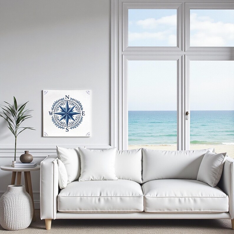Compass Rose, Tile, Delft Blue, Kitchen Tile, Bathroom Tile, Backsplash ...
