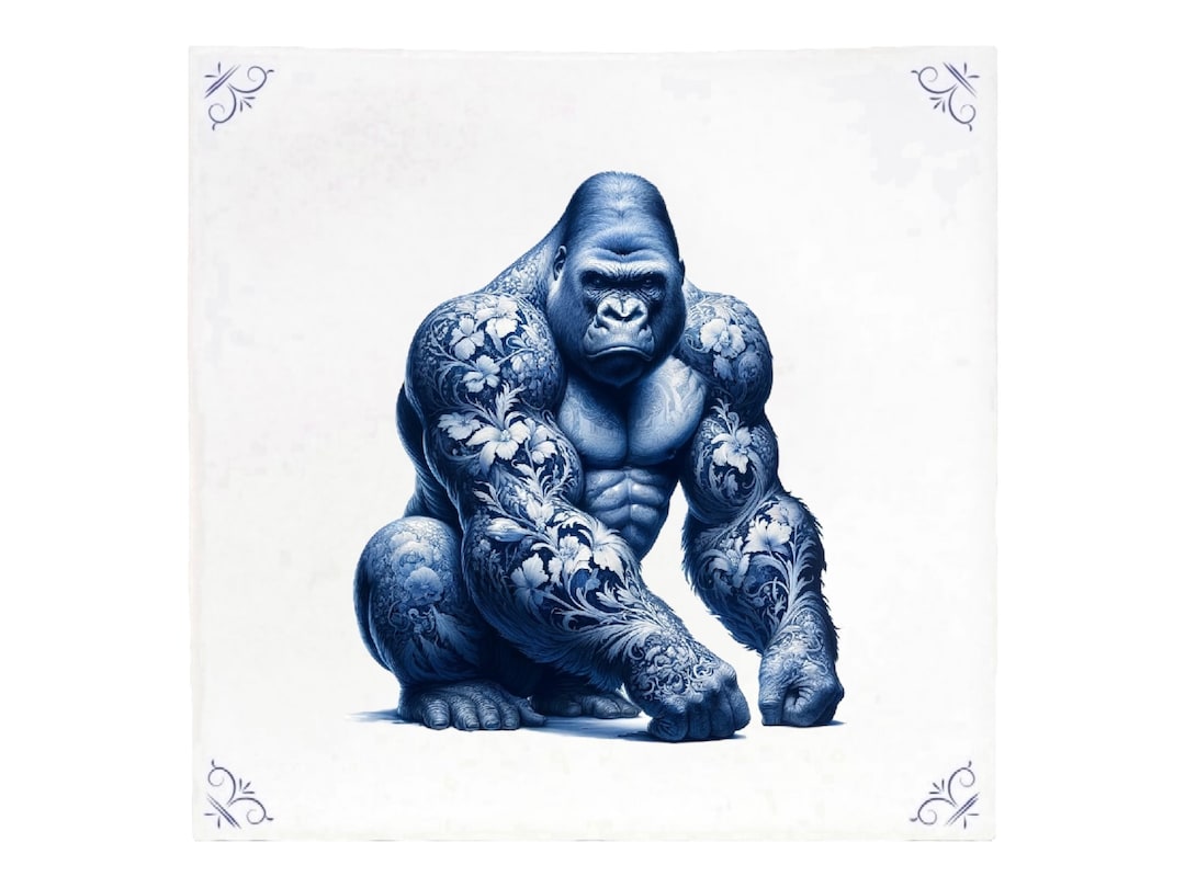 Gorilla, Tile, Delft Blue, Kitchen Tile, Bathroom Tile, Wall Art, Delft ...