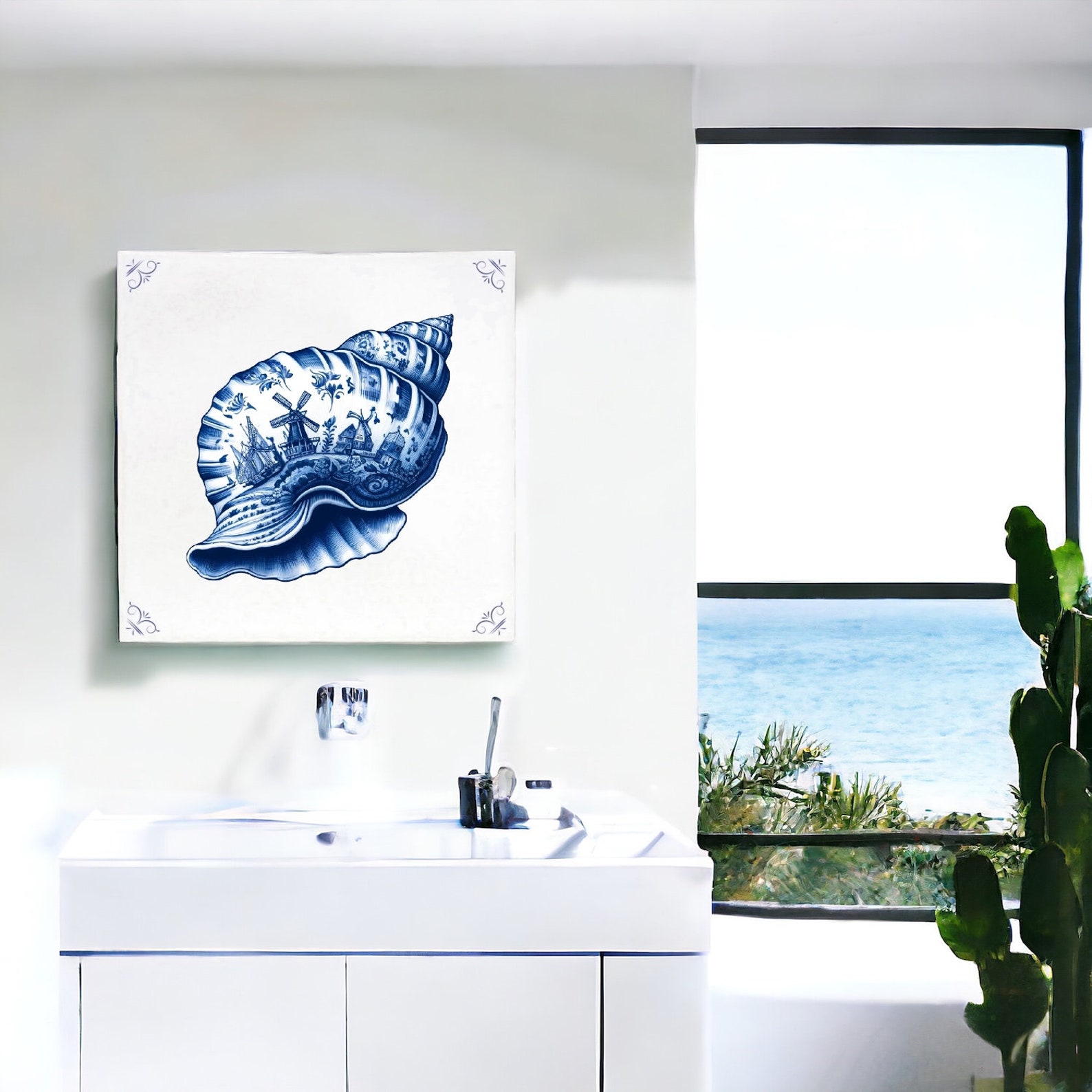 Seashell, Tile, Delft Blue, Delft Blue Tile, Shell, Bathroom Tile, Wall ...