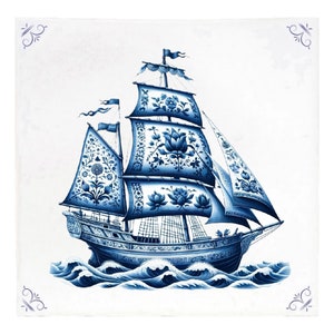 VOC Ship, Tile, Delft Blue, Kitchen Tile, Bathroom Tile, Wall Art ...