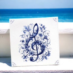Delft Blue Music Clef, Delft Blue Tile, Tile, Delft Blue, Ceramic ...