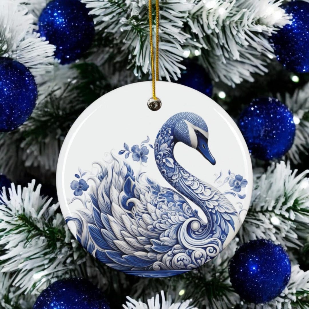 Swan, Delft Blue, Ceramic Ornament - Etsy