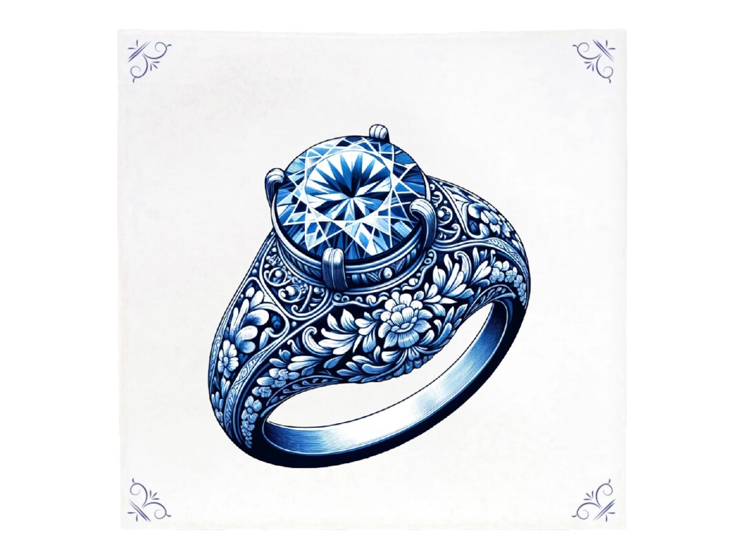 Ring, Diamond, Tile, Delft Blue, Diamond Ring, Kitchen Tile, Bathroom ...