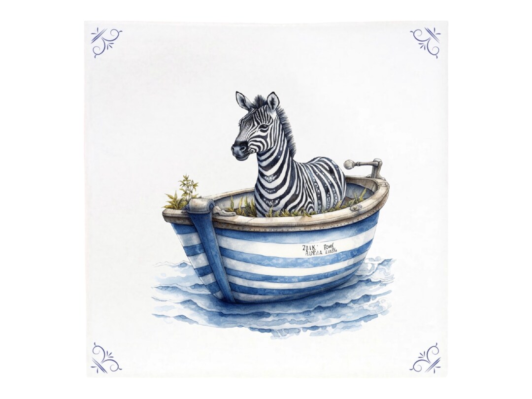 Delft Blue, Delft Blue Ceramic Tile, Delft Blue Zebra, Zebra, Zebra ...