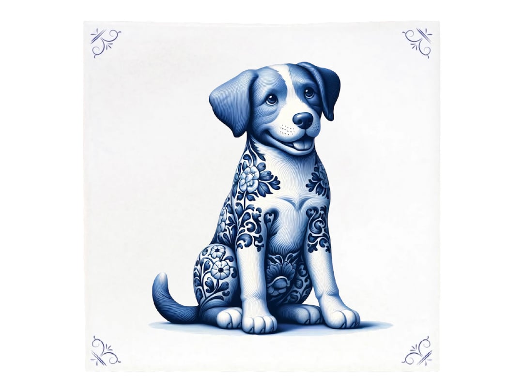Dog, Tile, Delft Blue, Kitchen Tile, Bathroom Tile, Wall Art, Kitchen ...