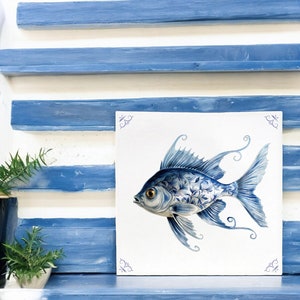 Delft Blue Fish, Delft Blue Tile, Tile, Delft Blue Tiles, Delft Blue ...