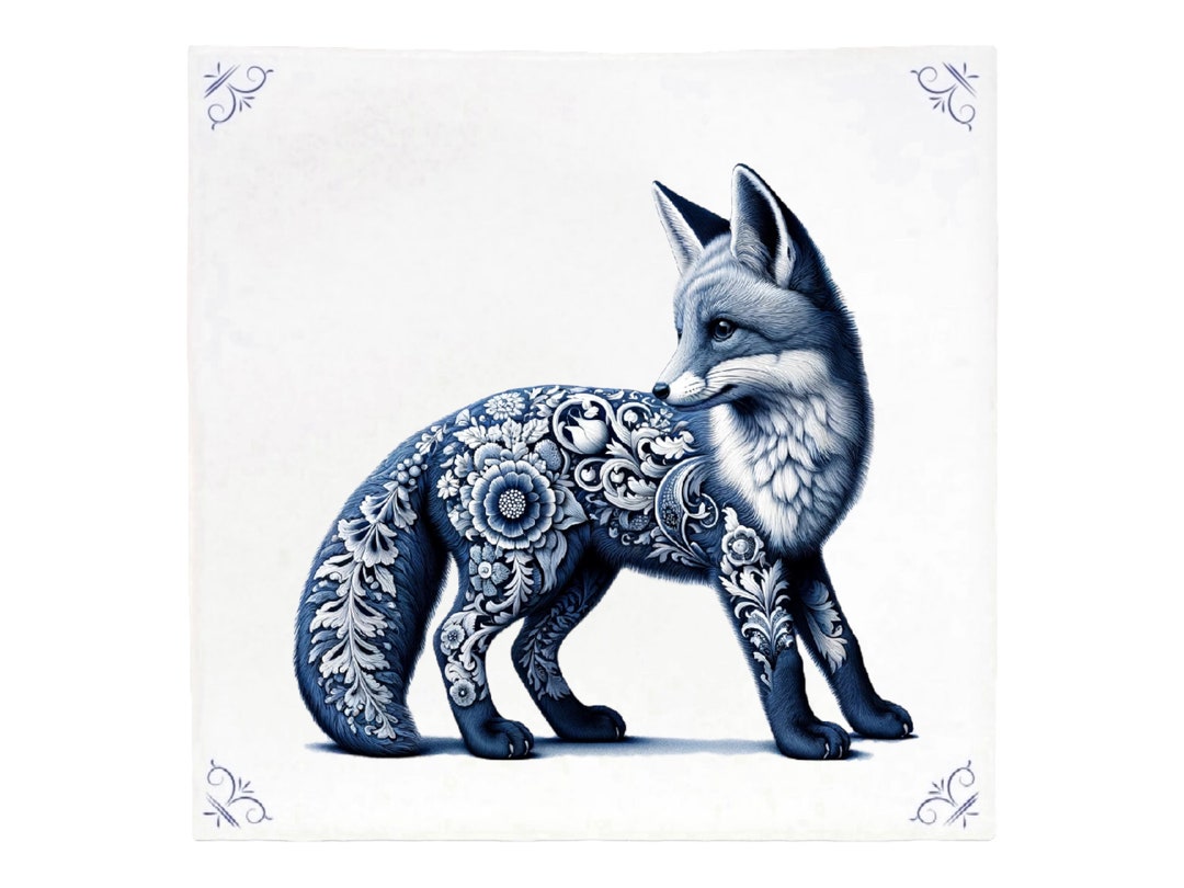 Fox, Tile, Delft Blue, Delft Blue Tile, Royal Blue, Animal, Kitchen ...