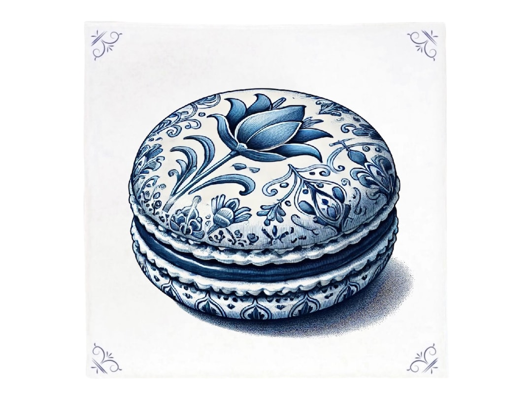 Delft Blue Macaron, Delft Blue Tile, Tile, Delft Blue, Gift for Her ...