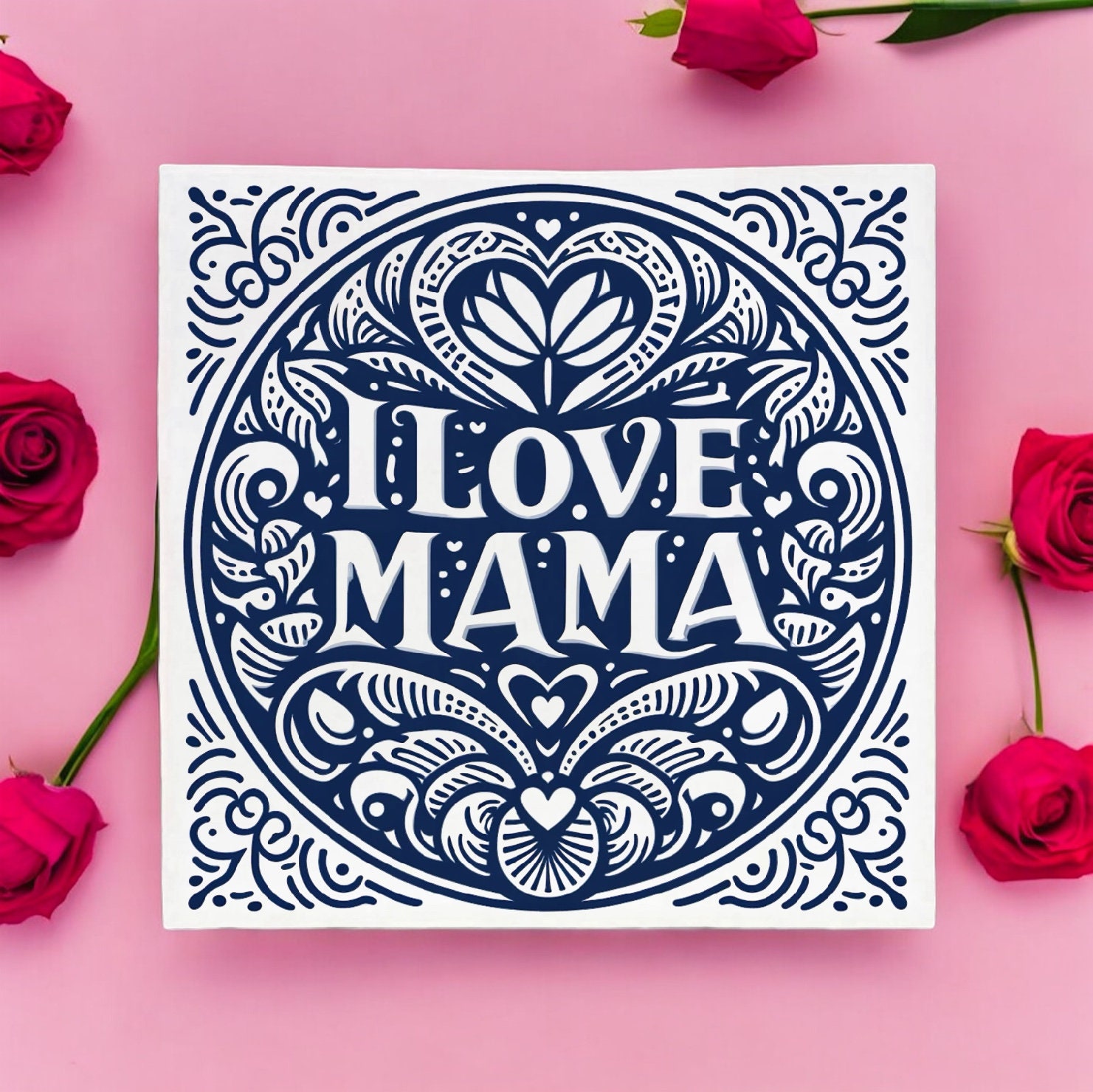 Ich liebe Mama, Muttertag, Fliesen, Delfter Blau, Küchenfliesen ...