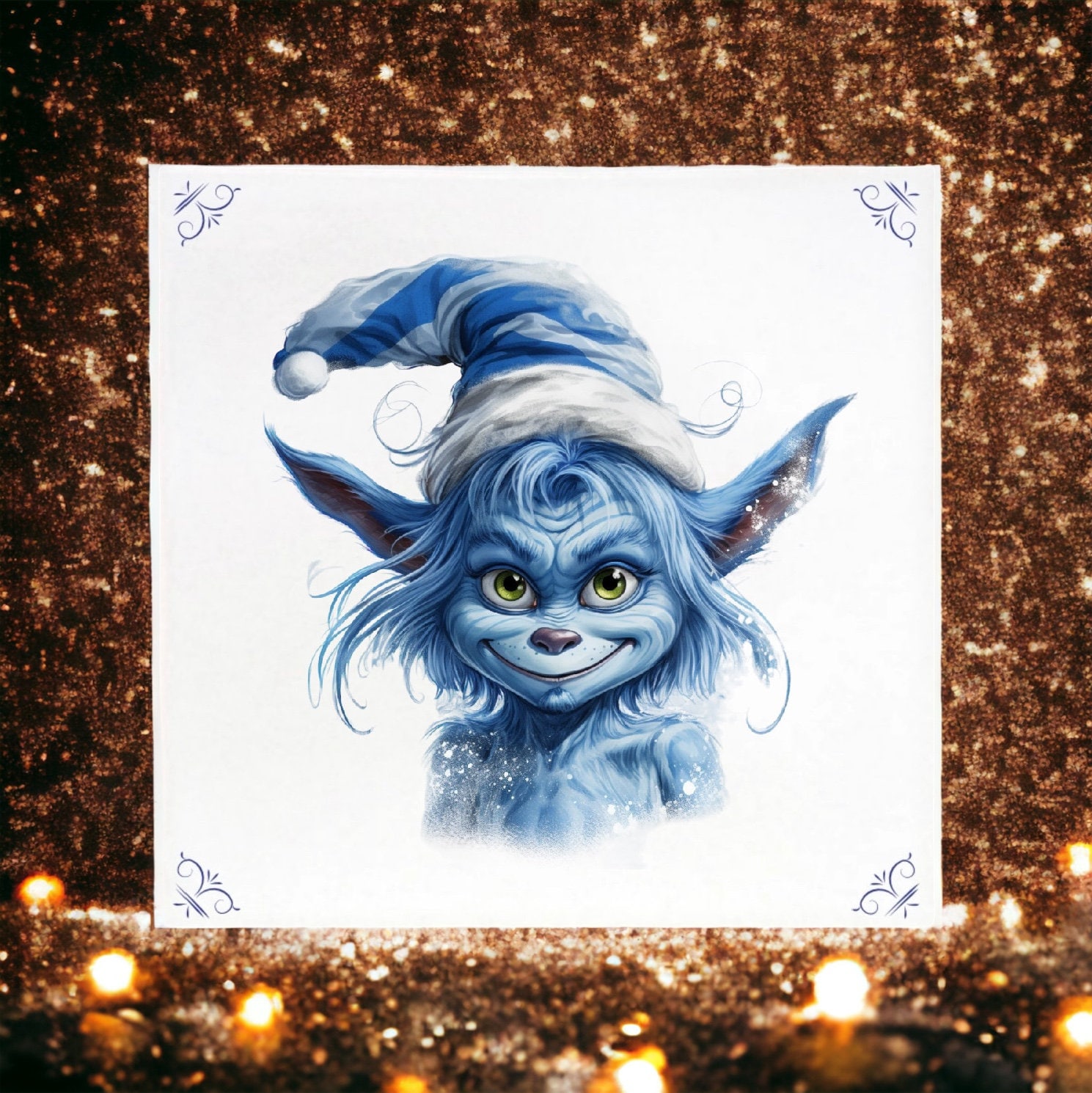 Delft Blue, Delft Blue Ceramic Tile, Delft Blue Grinch, Grinch Tile ...