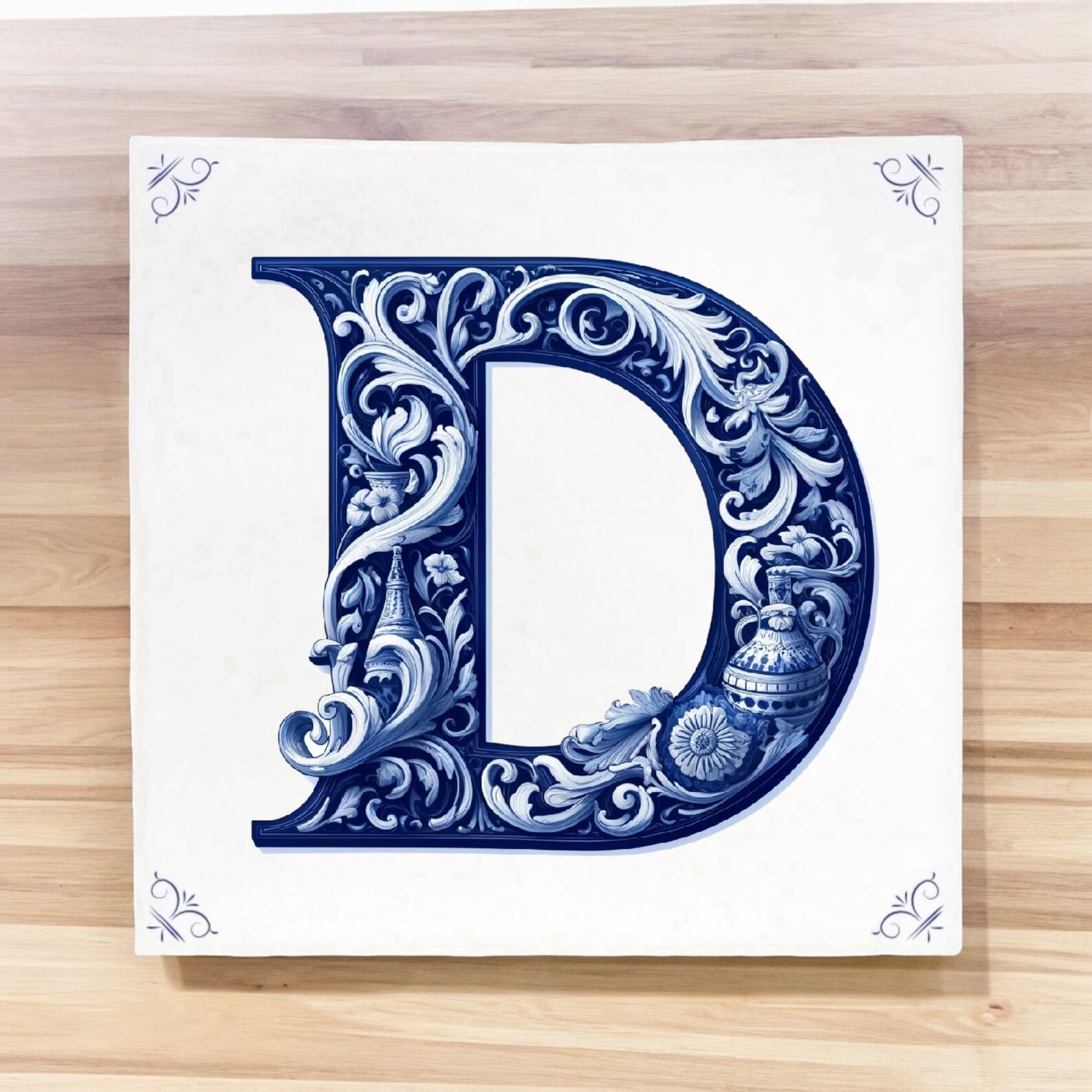 Alphabet, Initial D, Alphabet Tile, Tile, Delft Blue, Kitchen Tile ...
