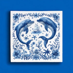 Delft Blue Dolphin, Delft Blue, Tile, Delft Gift, Dolphin, Valentine ...