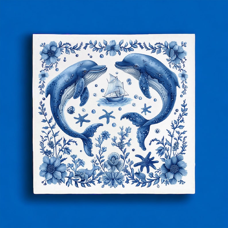 Delft Blue Dolphin, Delft Blue, Tile, Delft Gift, Dolphin, Valentine ...