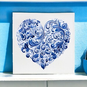 Heart, Heart Tile, Delft Blue, Valentine, Valentines Day, Valentine ...