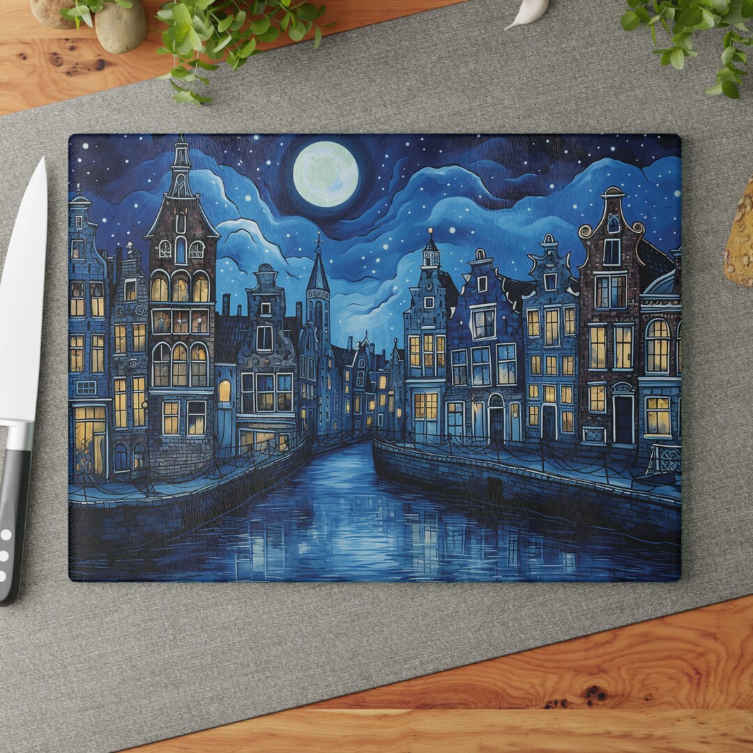 Canal Houses, Glass Cutting Board - Etsy