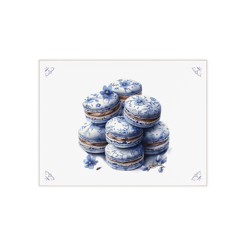 Macaron, Delft Blue, Ceramic Tile, Kitchen Decor, Gift for Cook ...