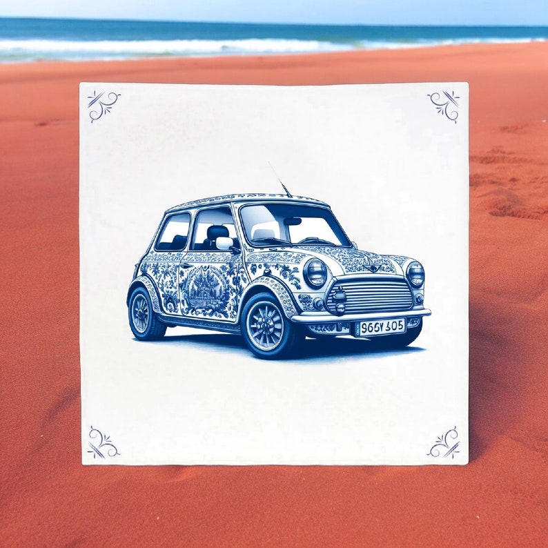 Car, Mini, Tile, Delft Blue, Kitchen, Bathroom, Wall Art, Delft Blue ...