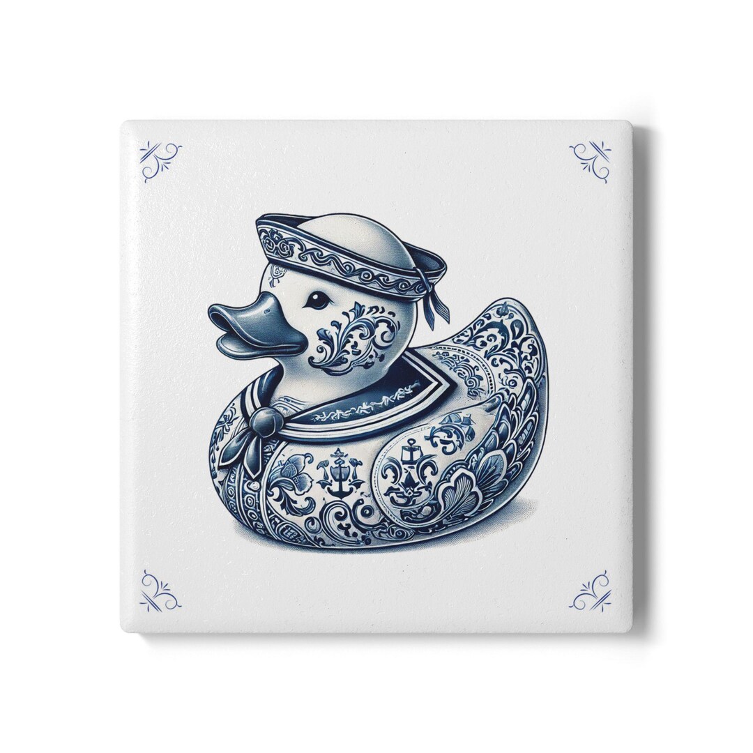 3.94" X 3.94", Rubber Duck, Delft Blue, Ceramic Tile, Delft Blue Tile ...