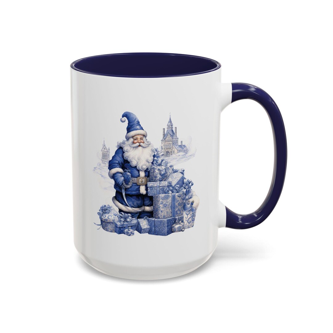 Santa, Mug, Delft Blue, Santa Gift, Ceramic Coffee Cup, Christmas Gift ...