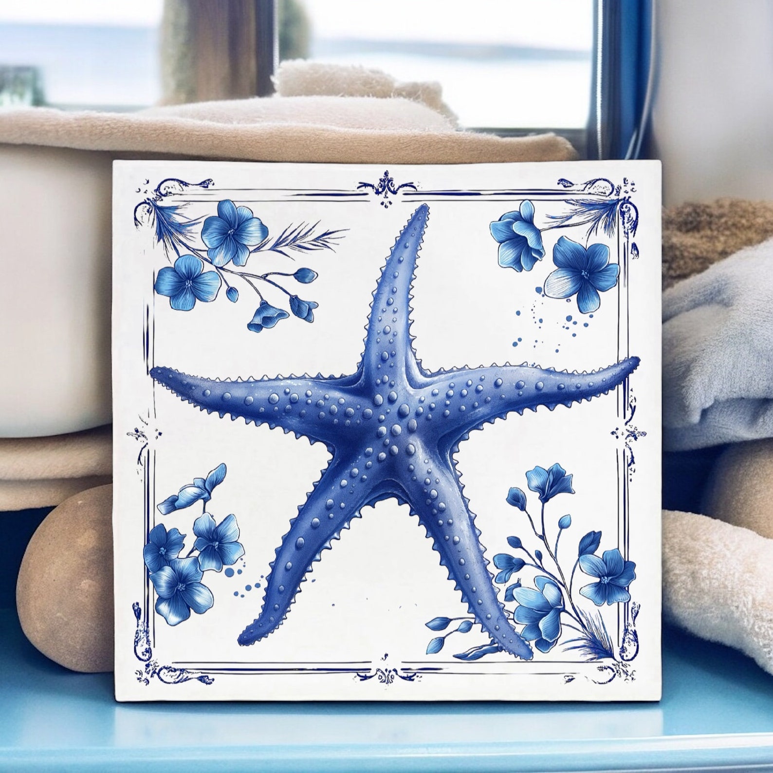 Starfish, Tile, Delft Blue, Kitchen Tile, Bathroom Tile, Wall Art ...
