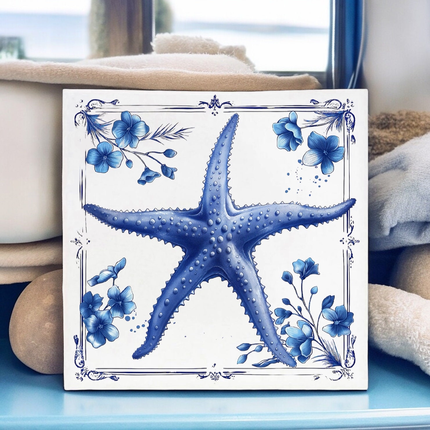 Starfish, Tile, Delft Blue, Kitchen Tile, Bathroom Tile, Wall Art ...