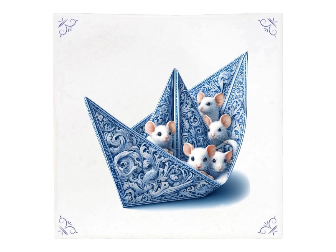 Mice, Paper Boat, Tile, Delft Blue, Kitchen Tile, Bathroom Tile, Wall ...