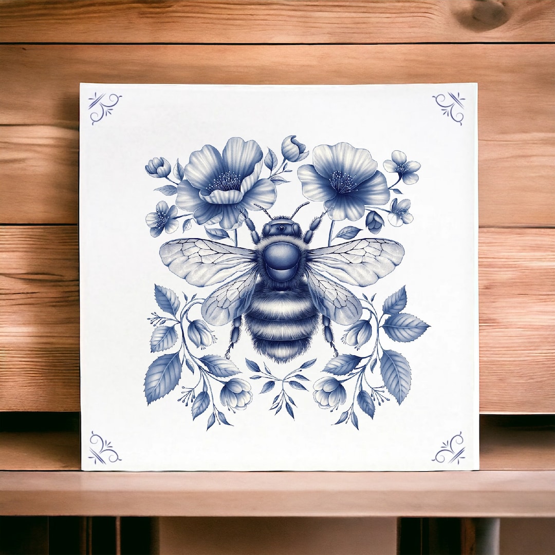 Bee, Tile, Delft Blue, Delft Blue Tile, Royal Blue, Honey Bee, Bumble ...