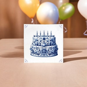 Birthday Cake, Tile, Delft Blue, Kitchen Tile, Bathroom Tile, Wall Art ...