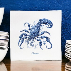 Scorpio, Delft Blue, Delft Blue Tile, Zodiac, Tile, Zodiac Gift ...