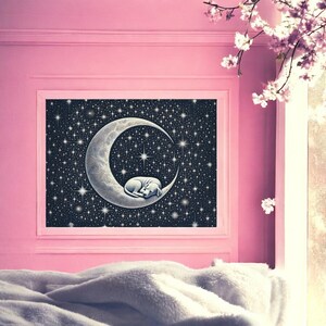 Moon Dog, Ceramic Tile, 6" X 8", Stardust Collection, Nursery Decor ...
