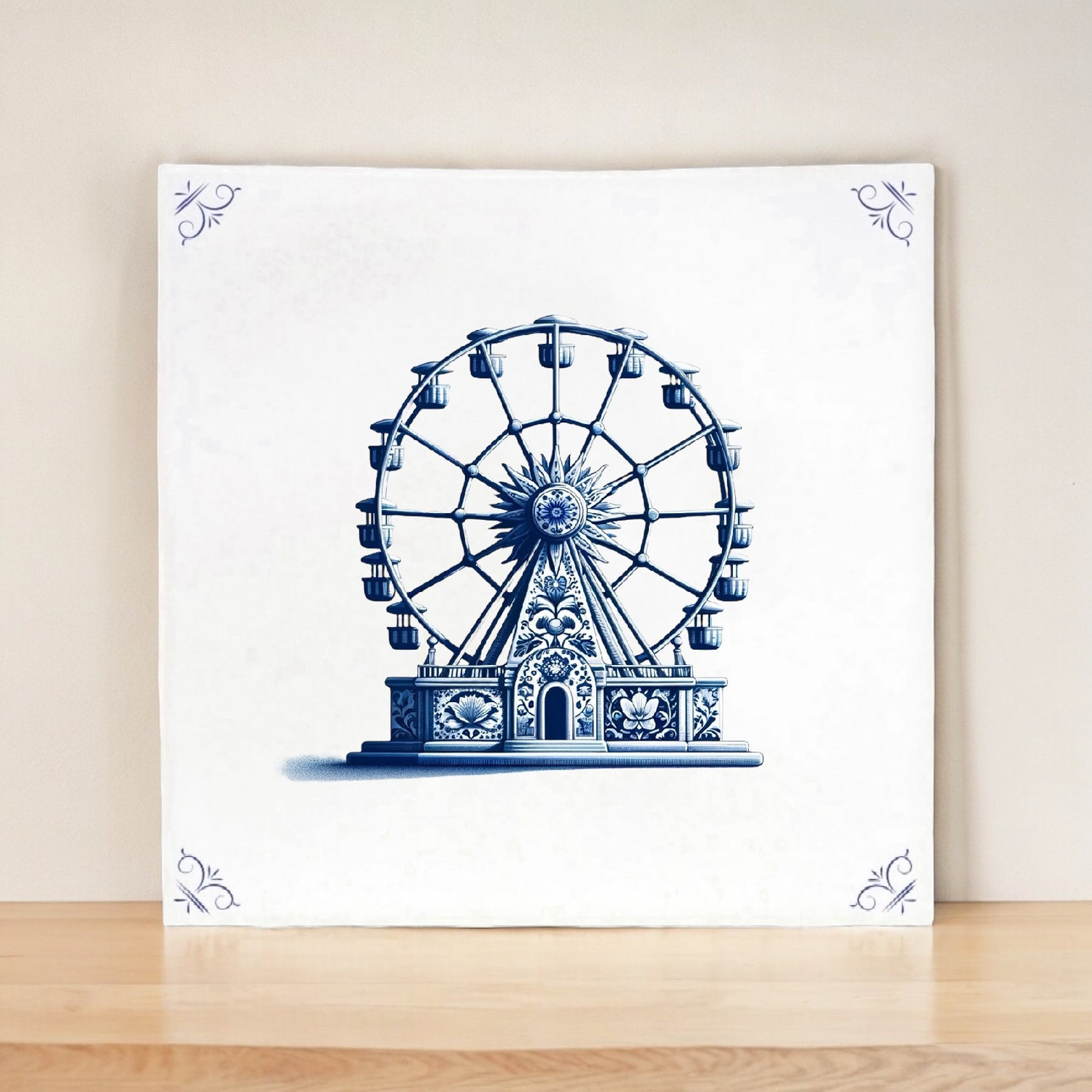 Ferris Wheel, Tile, Delft Blue, Kitchen Tile, Bathroom Tile, Wall Art ...