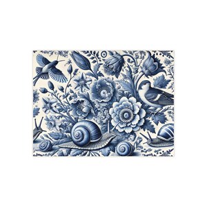 Snails and Birds Tile, Ceramic Tile, 6" X 8", Delft Blue, Garden Decor ...