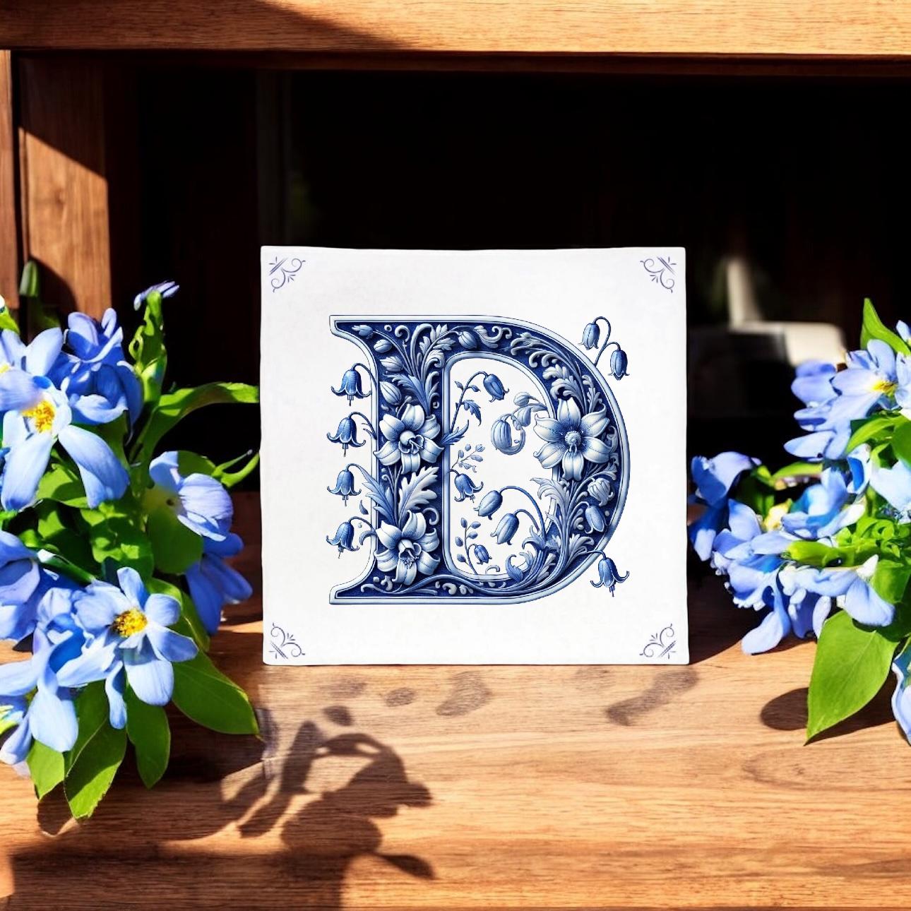 Alphabet, Initial D, Alphabet Tile, Tile, Delft Blue, Kitchen Tile ...