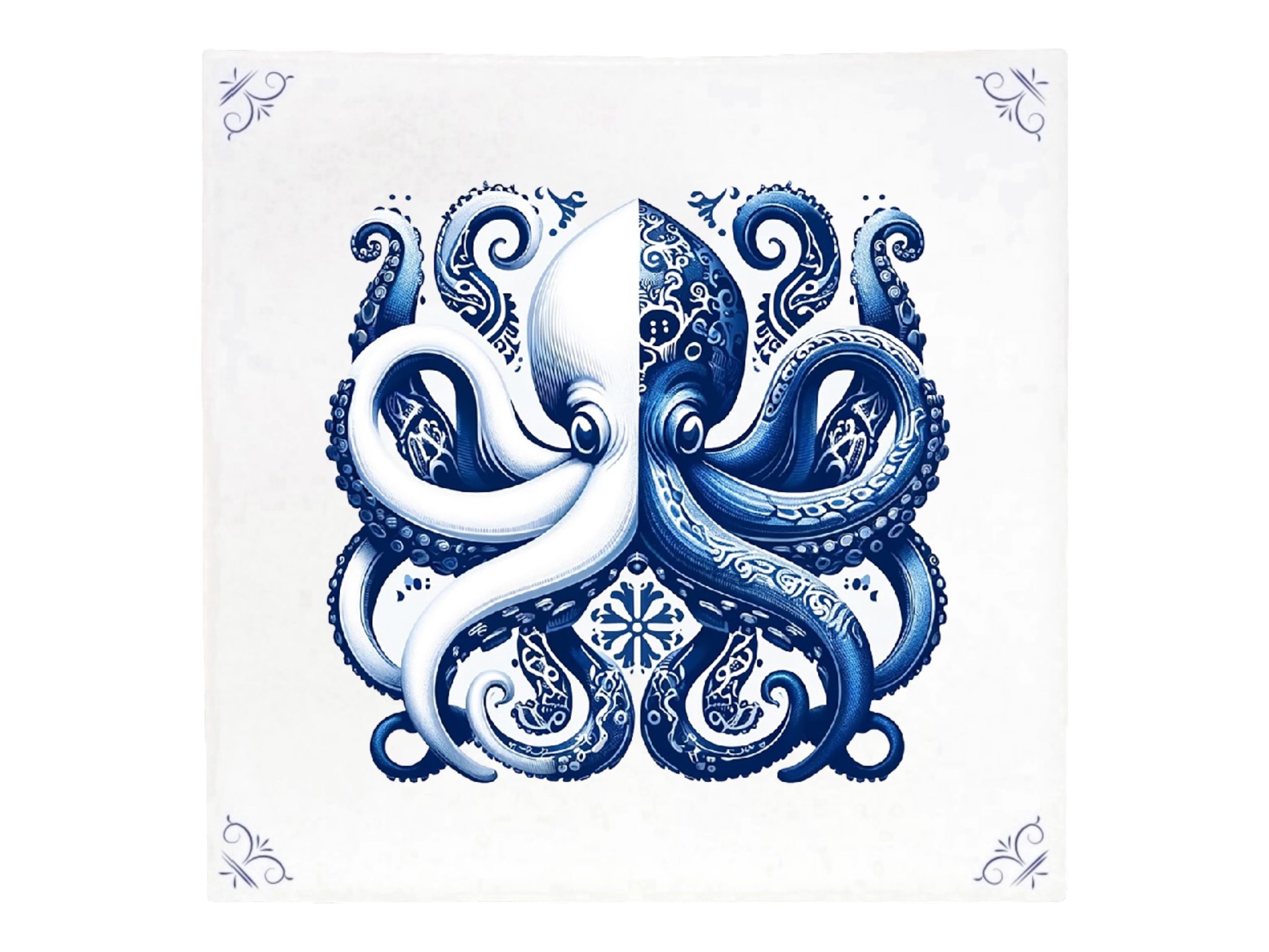 Octopus, Tile, Delft Blue, Kitchen Tile, Bathroom Tile, Wall Art ...