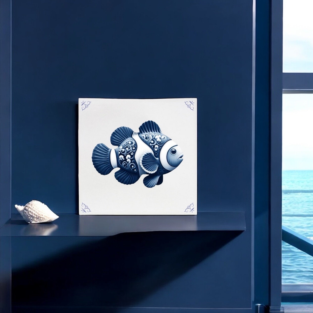 Clownfish, Tile, Delft Blue, Fish, Tropical Fish, Delft Blue Tile ...
