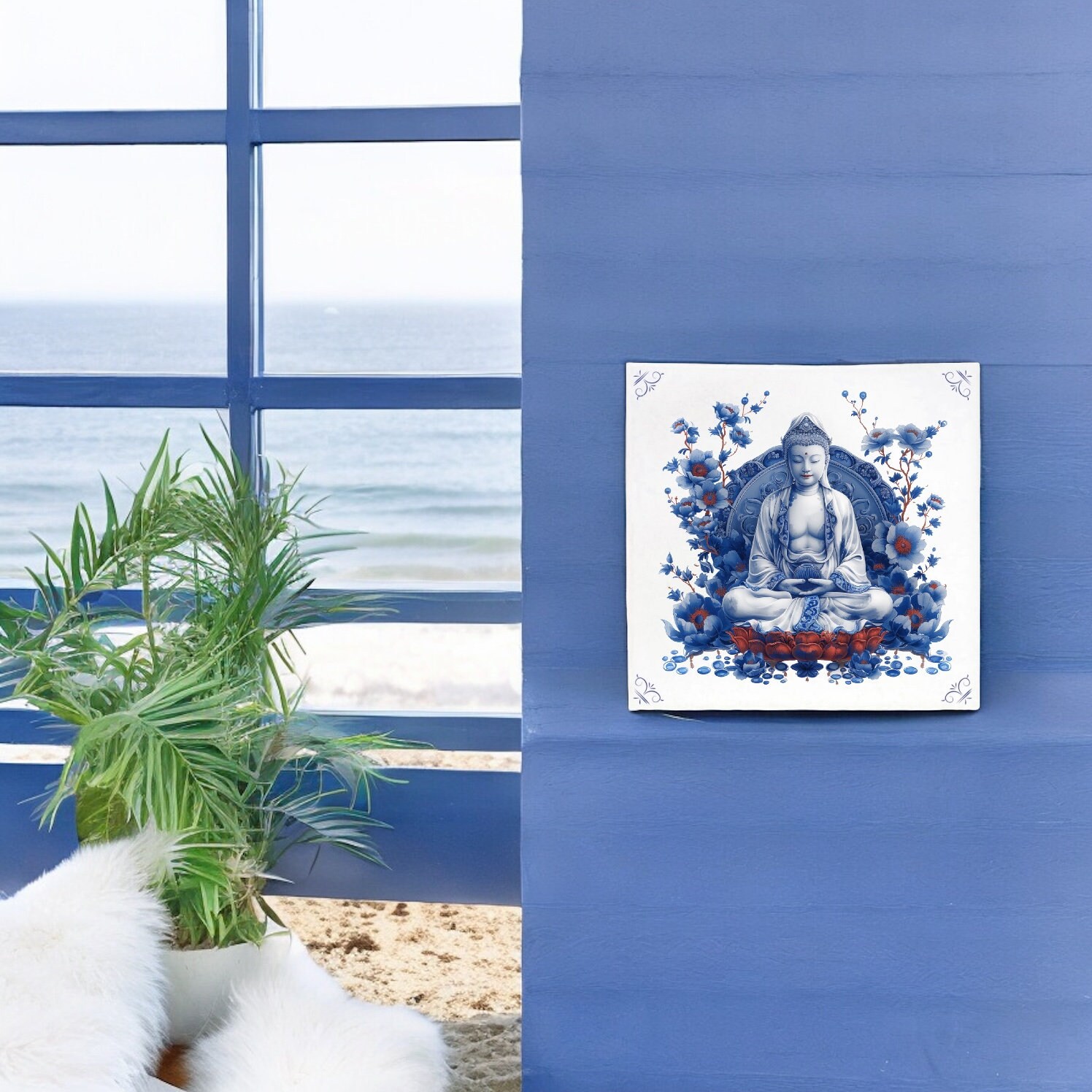 Buddha, Tile, Delft Blue, Kitchen Tile, Bathroom Tile, Wall Art ...